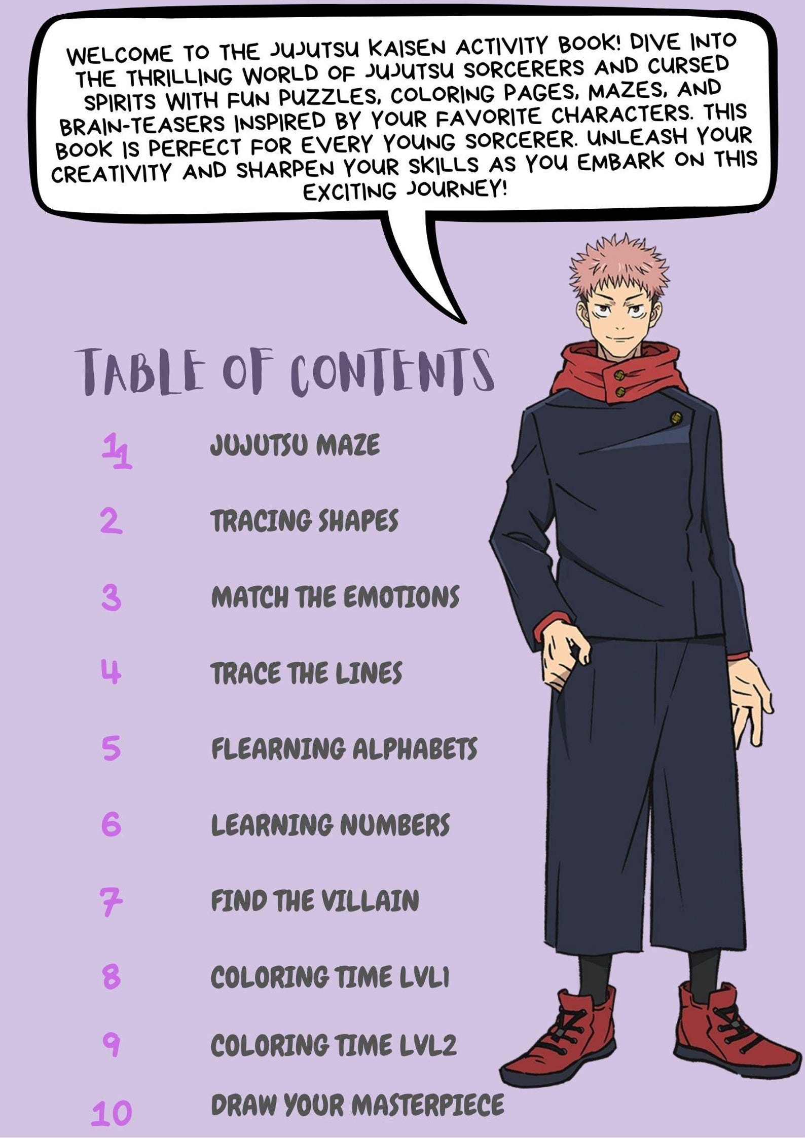 Anime Activity Books for Kids (jujutsu Kaisen Themed) - Etsy