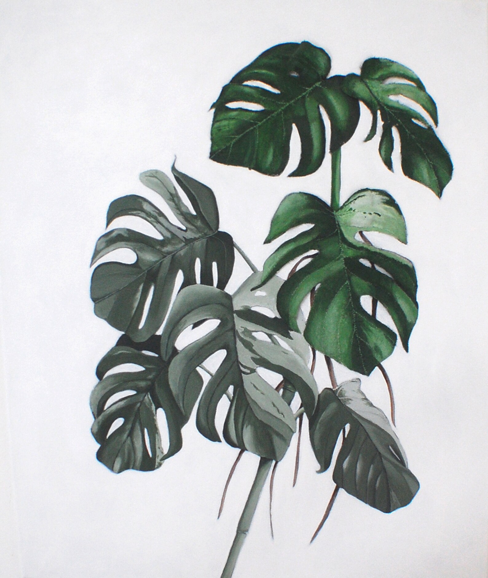 Monstera Painting Leaves Wall Art Cheese Plant Art 3D Wall | Etsy