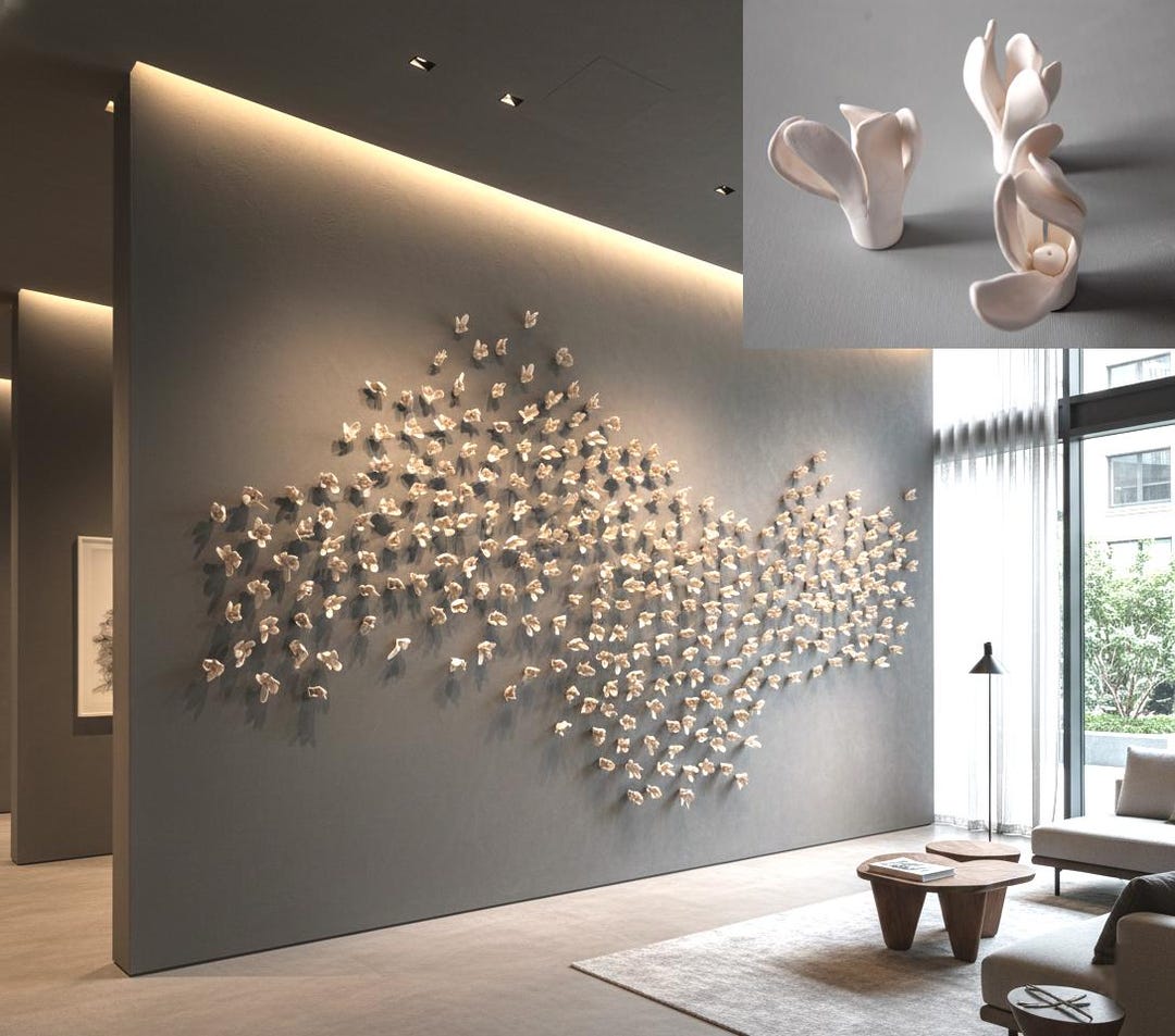 Dimensional Wall Flowers Modern Minimalist 3D Installation Wall Art Set ...