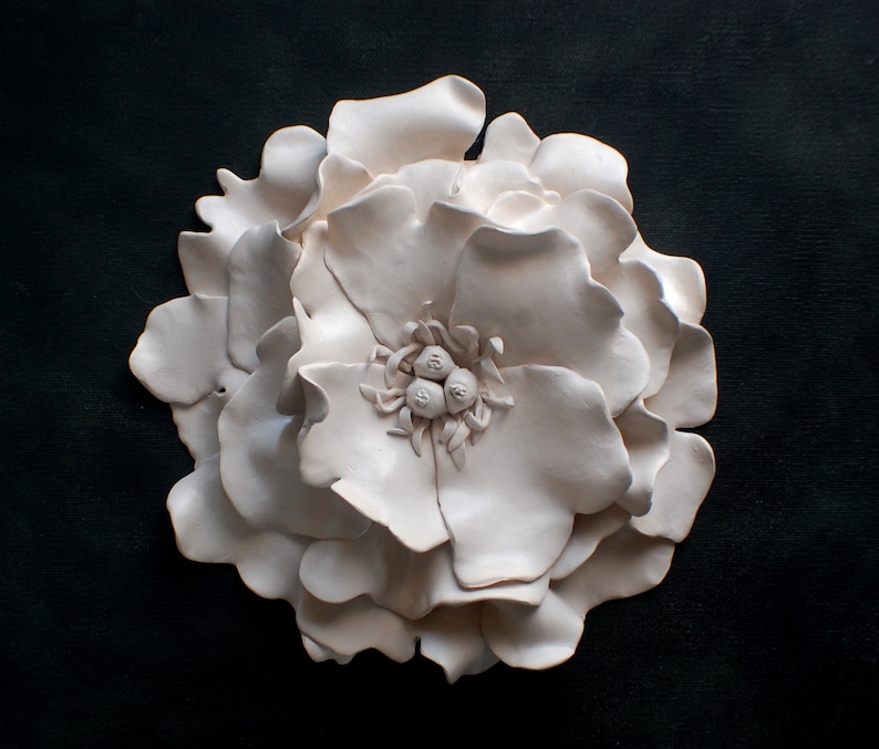 Clay Flower Wall Sculptures 3D Flowers Gallery Wall Set of 5 - Etsy