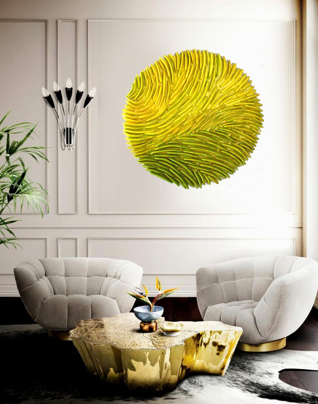 Large Abstract Textured Dimensional Clay Wall Art in Custom Colors of ...