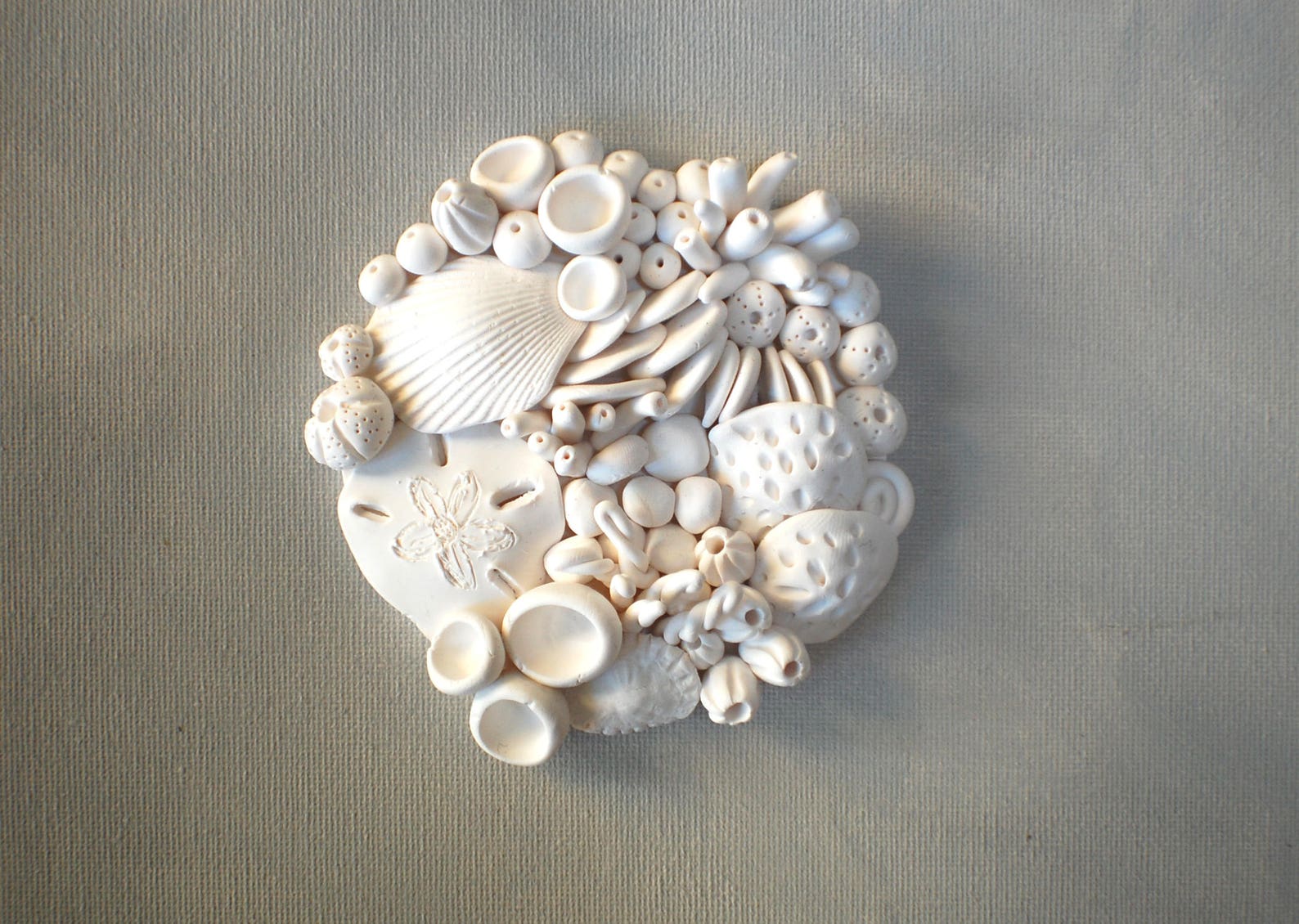 Coral Reef Wall Sculpture White Clay Wall Art Tile Beach House Wall ...