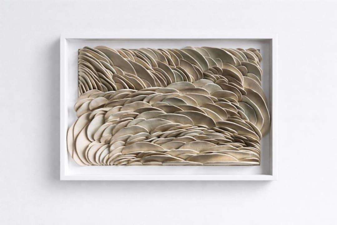 Biomorphic Wave Wall Sculpture: Organic Modern Framed Cream Clay Art - Etsy