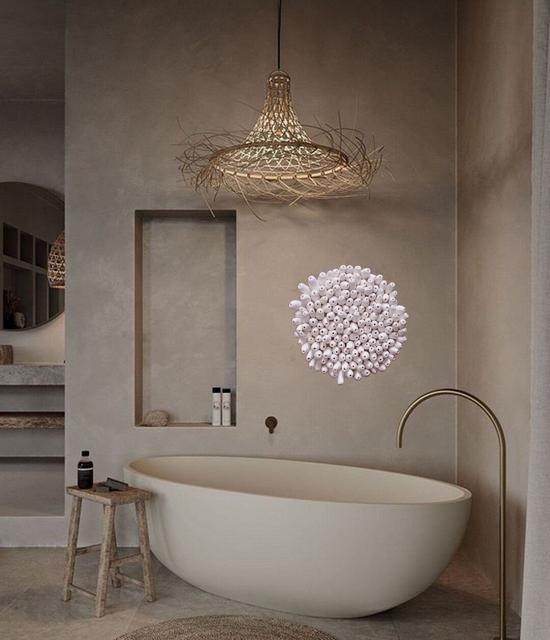 Sea Textures Round Wall Panel Beach House Decor White Clay - Etsy