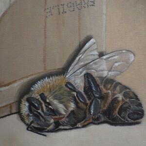 Bee Painting Surreal Painting, Dead Bee Art, Quirky Wall Art, Eco Art ...