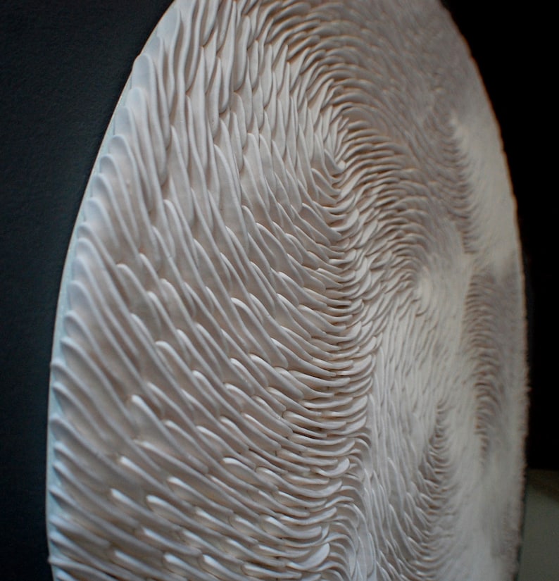 Large Hand-sculpted Wall Sculpture - Organic Modern Round 3D Decor Clay ...