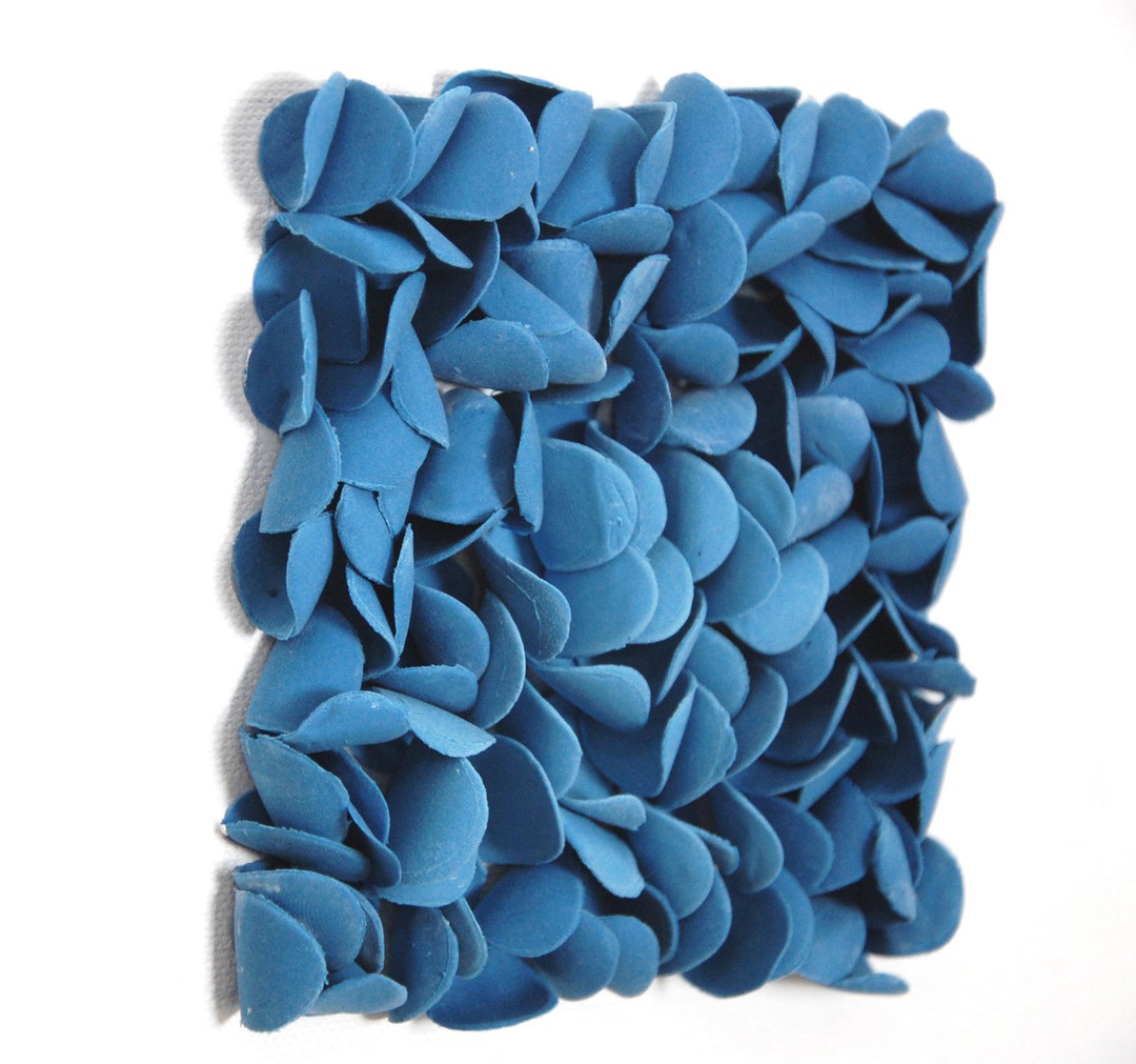 Blue Textured Modern Organic Wall Art - Dimensional Tactile Decor in ...