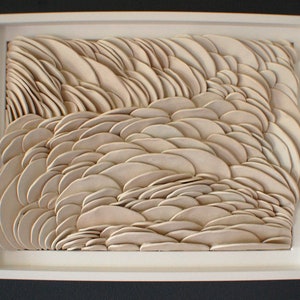 Biomorphic Wave Wall Sculpture: Organic Modern Framed Cream Clay Art - Etsy