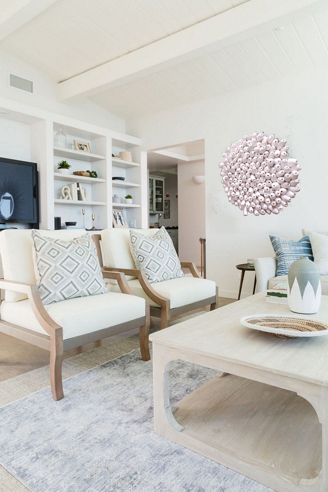 Sea Textures Round Wall Panel Beach House Decor White Clay - Etsy