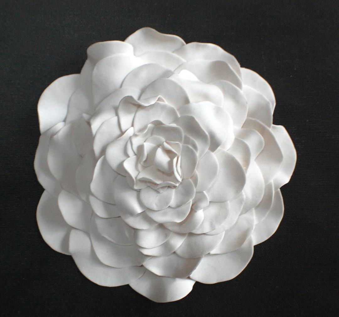 Vintage Rose Clay Flower Wall Sculpture Modern Minimalist 3D Wall Art ...