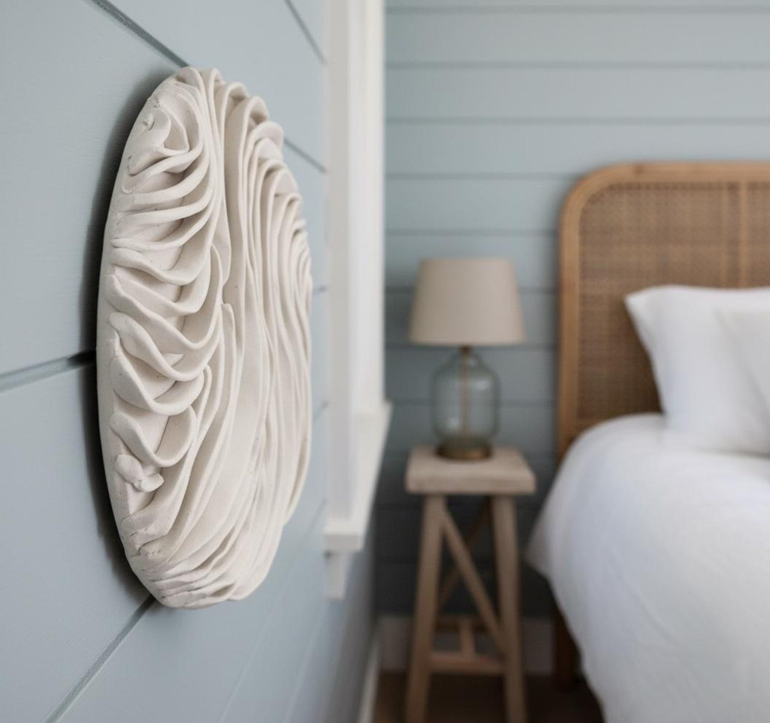 Ocean Waves Wall Sculpture - Coral Sea Textures Coastal White Clay Art ...
