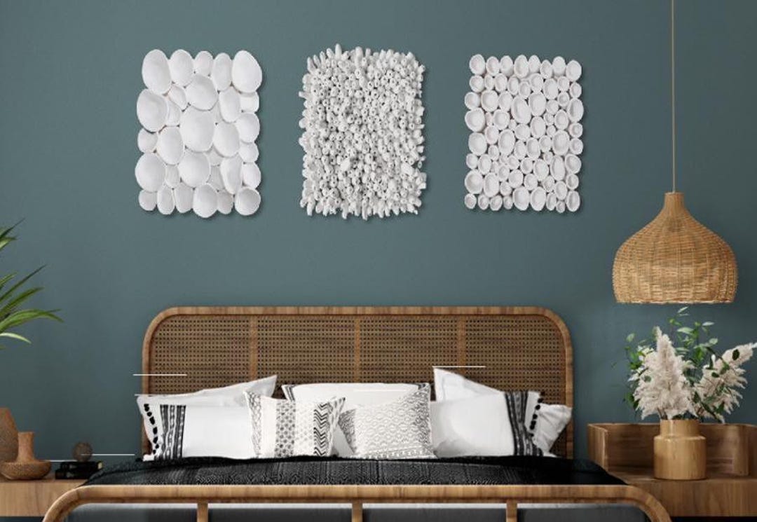 Modern Organic Sea Textures Clay Wall Panels Set - White Clay Art Beach ...