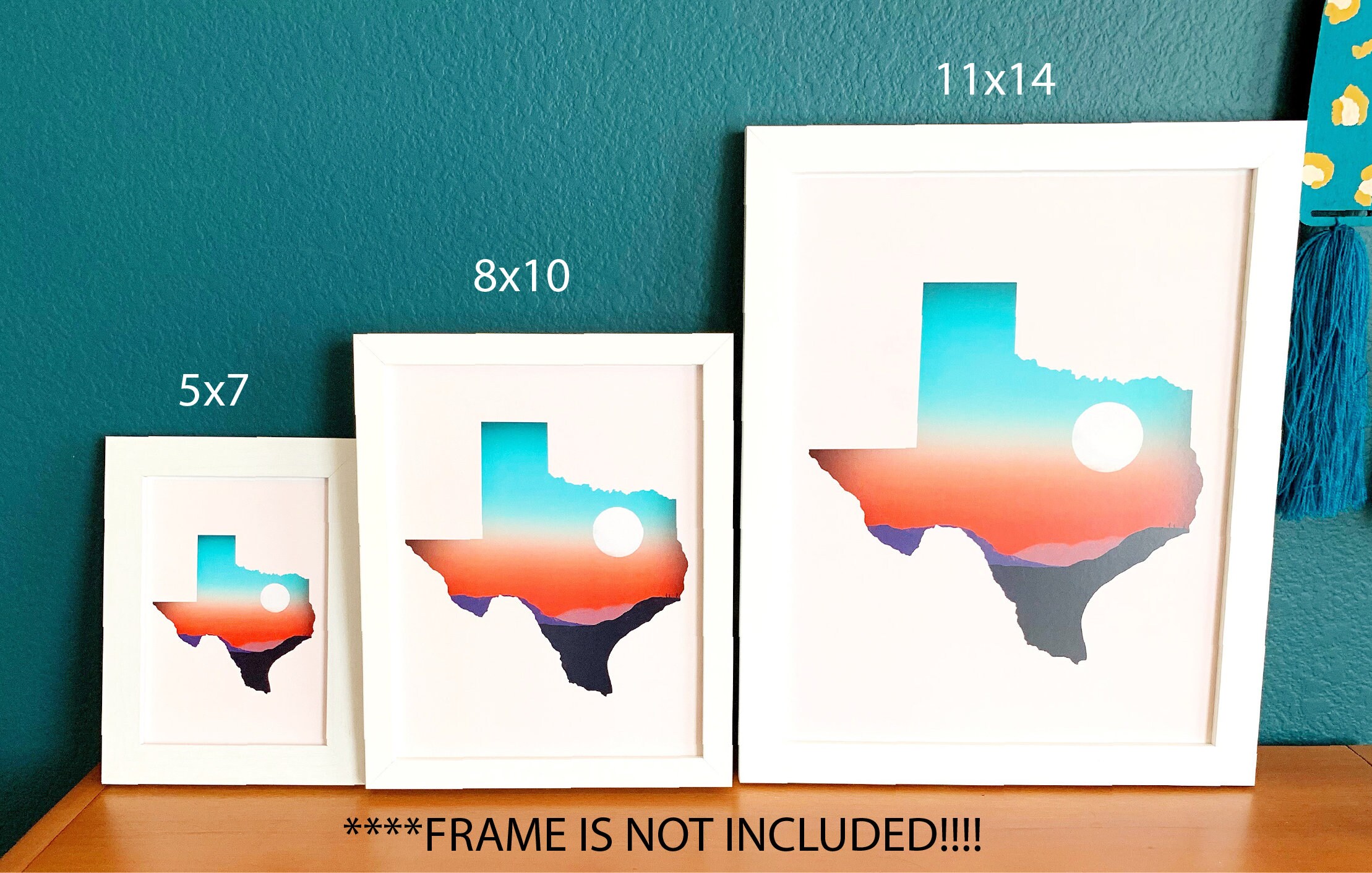 Texas state sky colors art print home decor 5x7, 8x10, 11x14 Wall ...