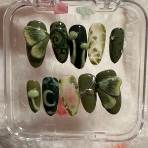 Grunge Fairycore Nails/ Handmade Press on Nails/ Hand Sculpted 3d Nails ...