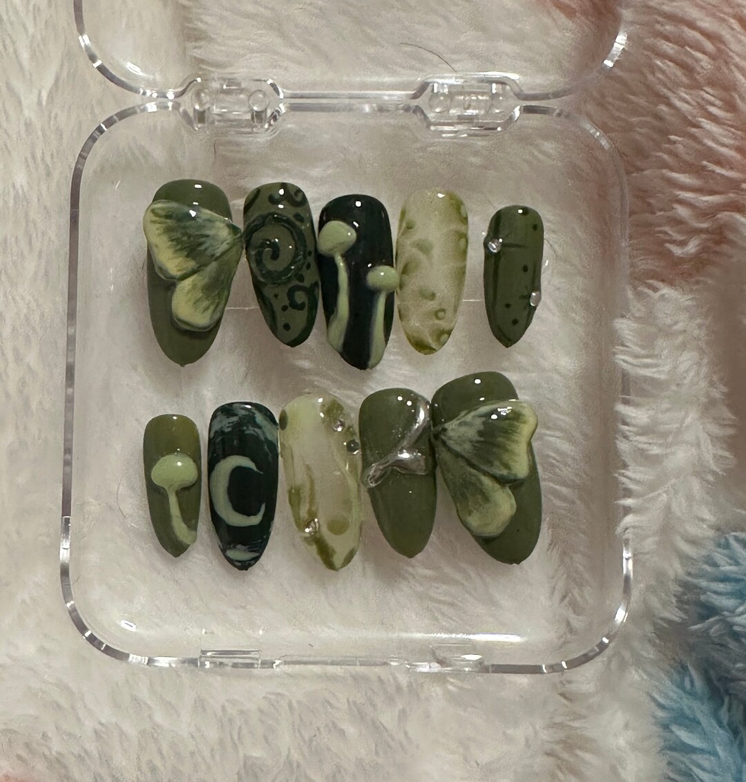 Grunge Fairycore Nails/ Handmade Press on Nails/ Hand Sculpted 3d Nails ...