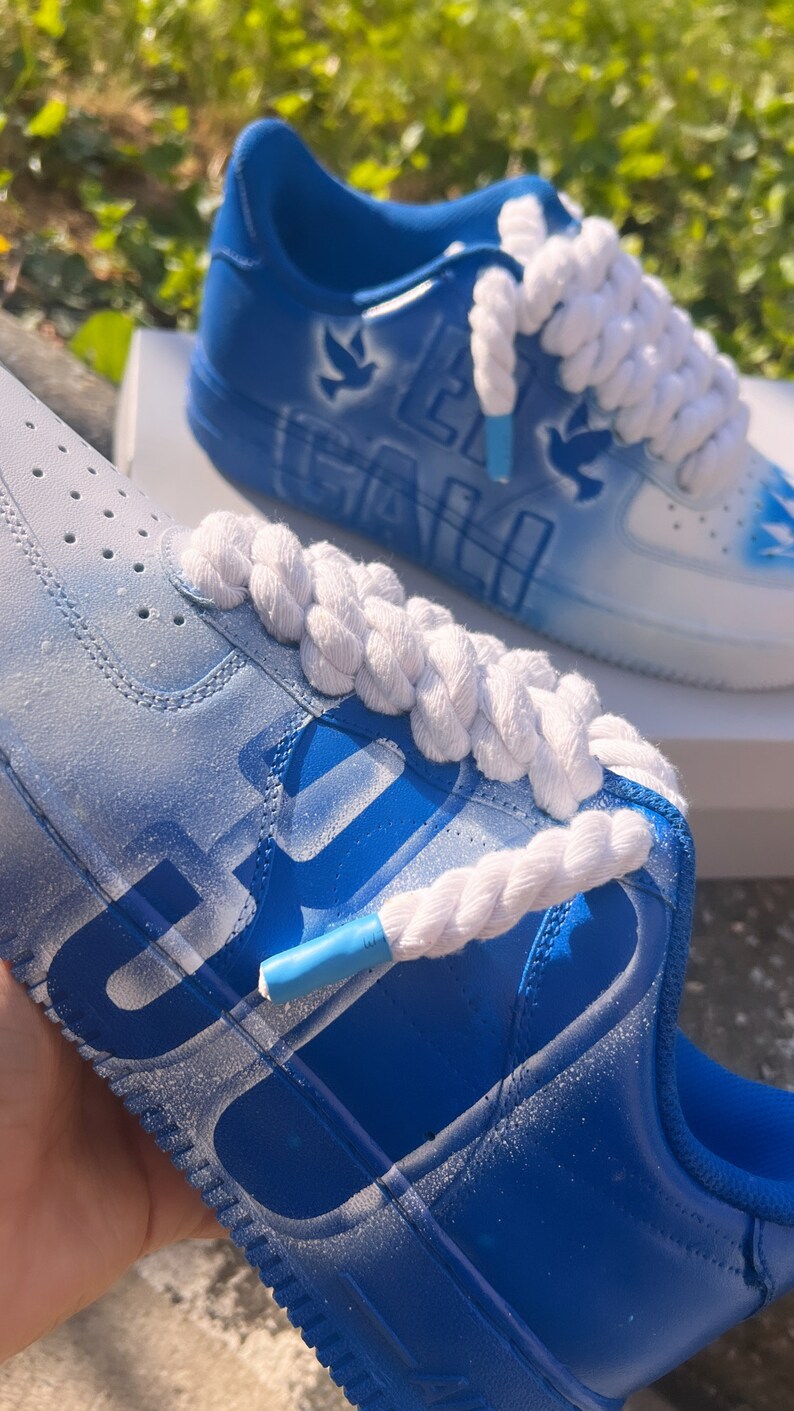 Rope Lace Custom Air Force 1 | AF1 Customs | Blue Rope Lace Custom AF1 ...