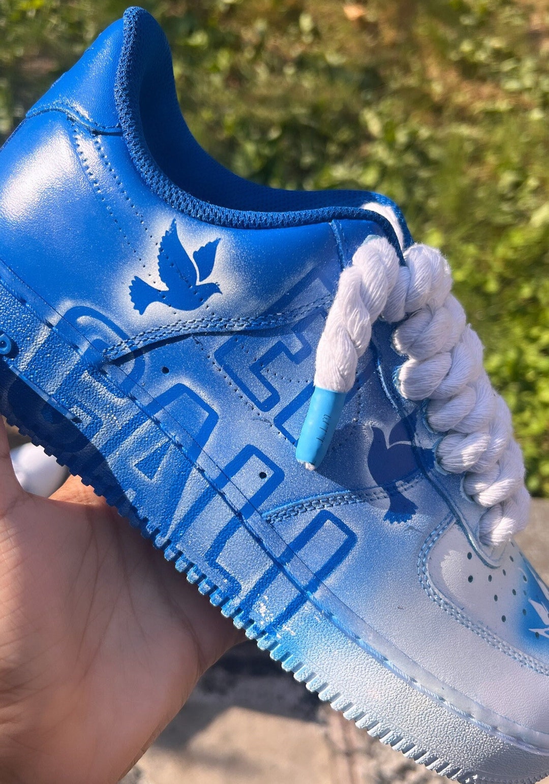 Rope Lace Custom Air Force 1 | AF1 Customs | Blue Rope Lace Custom AF1 ...