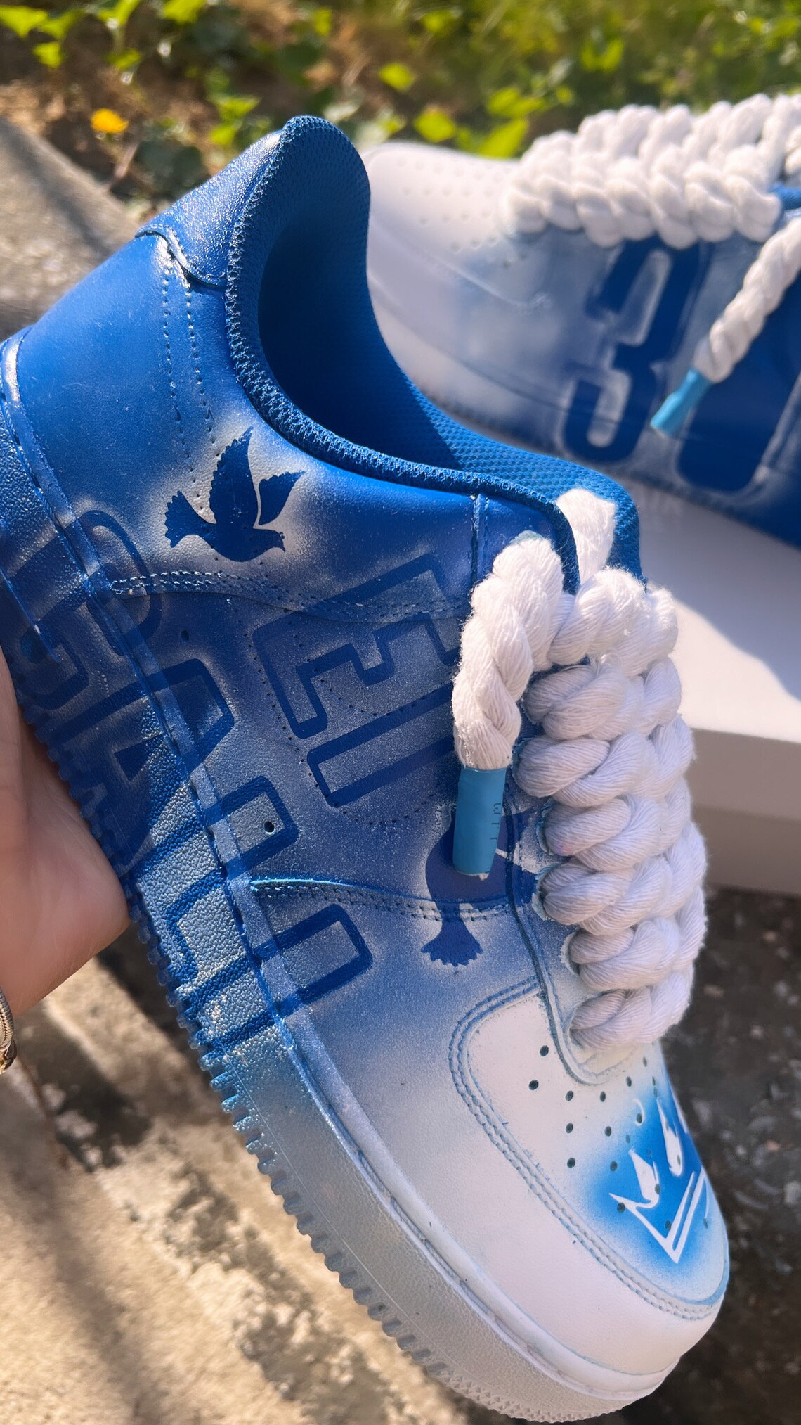 Rope Lace Custom Air Force 1 | AF1 Customs | Blue Rope Lace Custom AF1 - Etsy