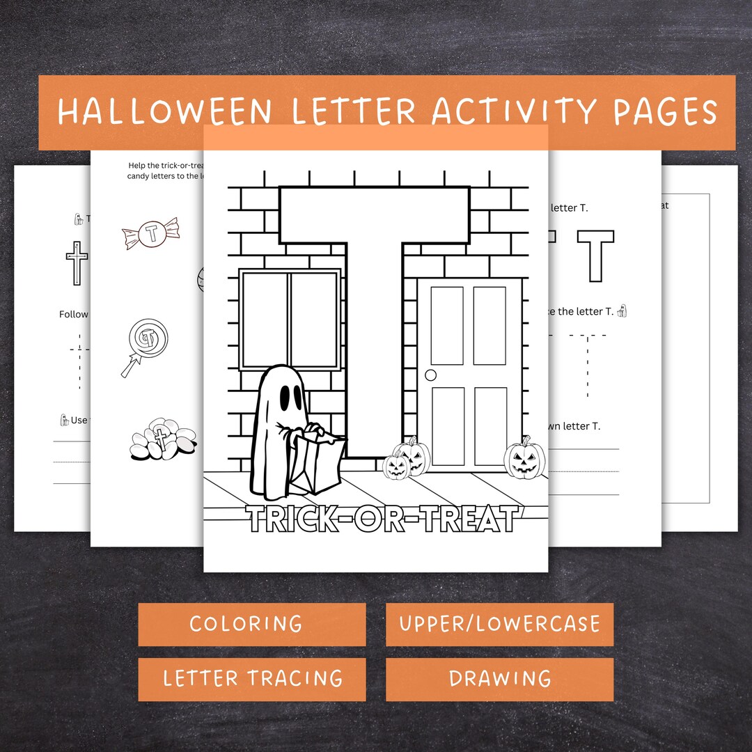 Halloween Letter T Tracing Handwriting Practice Worksheets, Trick or ...