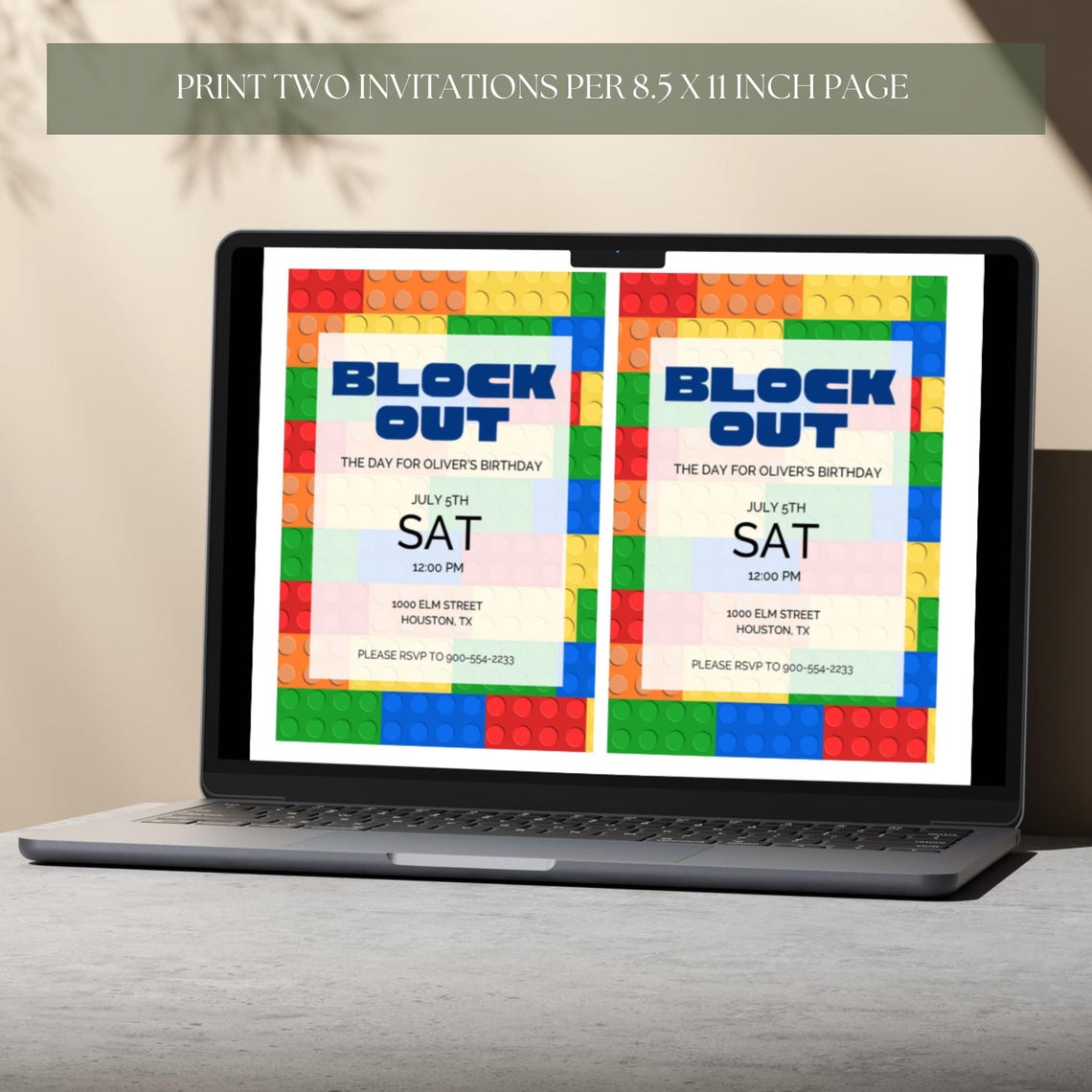 Building Blocks Themed Birthday Party Invitation, Building Bricks ...