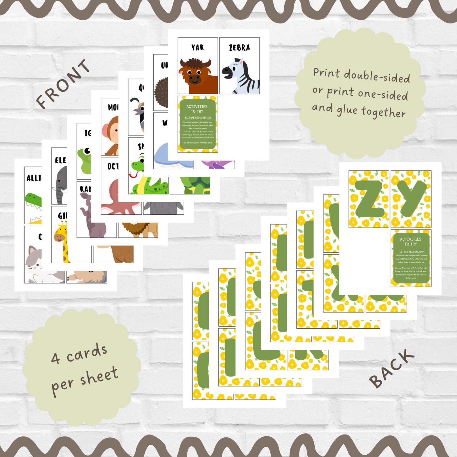 Alphabet Flash Cards Floral Phonics Activities Toddler Flashcards ...