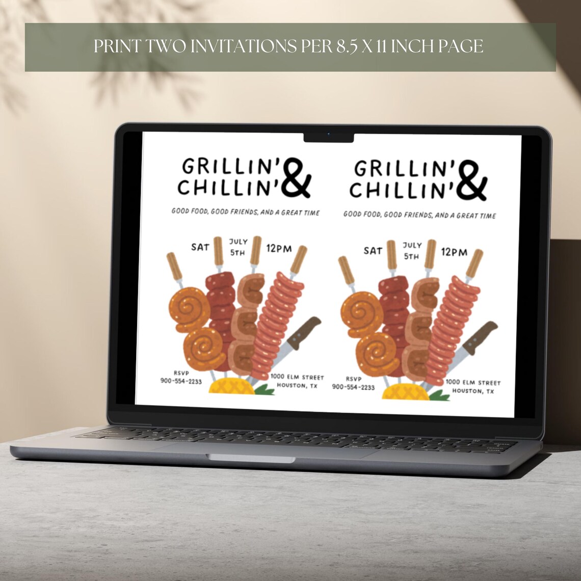Editable Grill and Chill BBQ Invitation | Cookout Party Invite ...