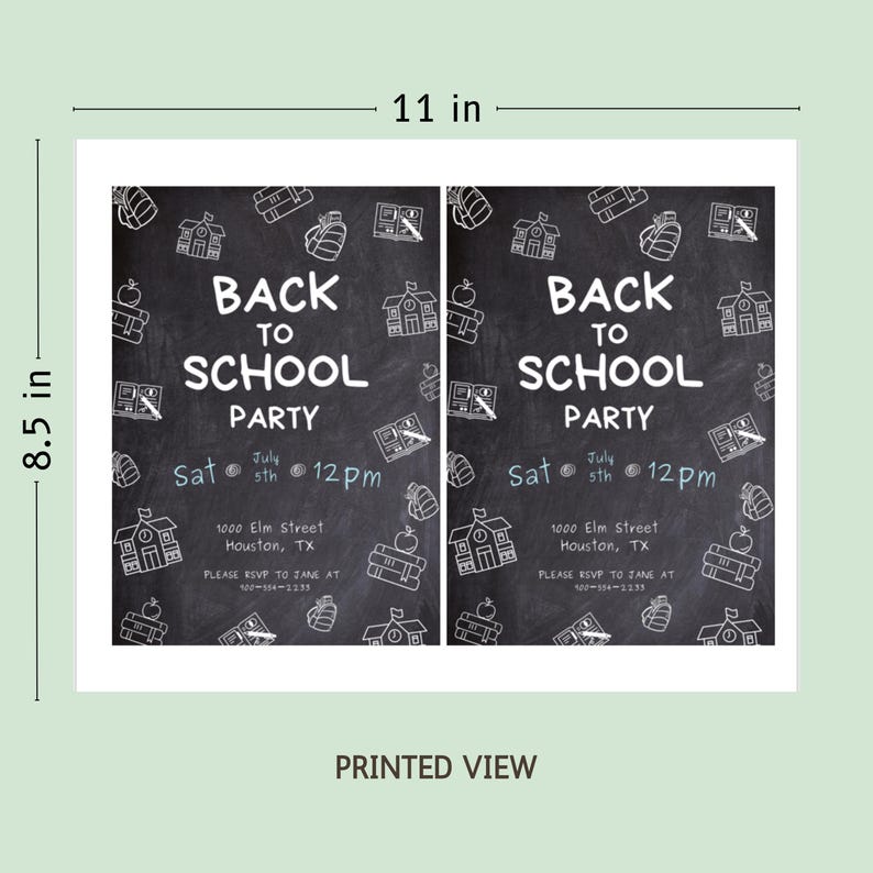 Back to School Party Invitation Template, Editable Printable Bash ...
