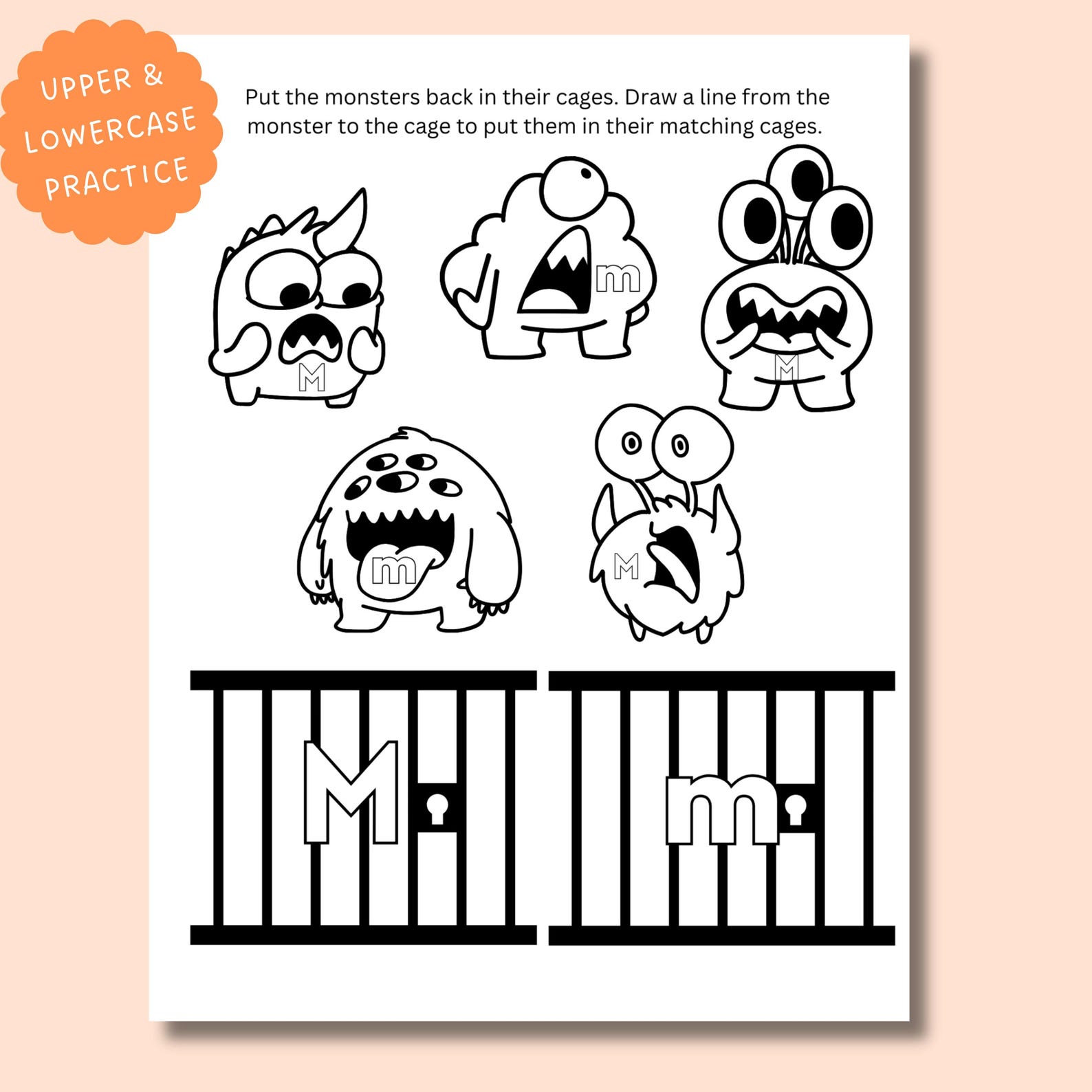 Halloween Letter M Coloring Page for Kids, Preschool Homeschool ABC ...