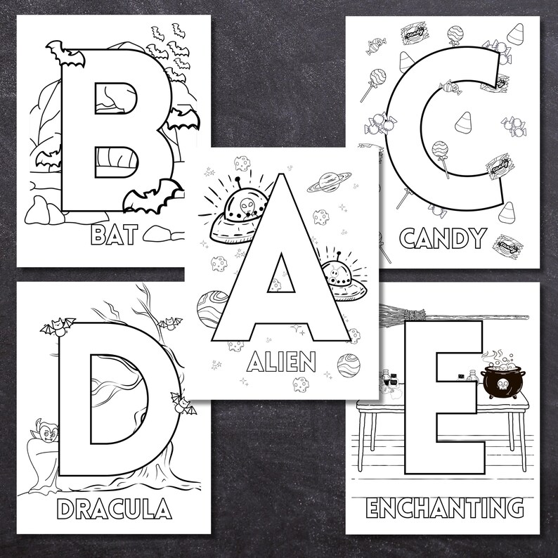 Halloween Letters Coloring Book PDF for Kids, Fall Coloring Pages ...