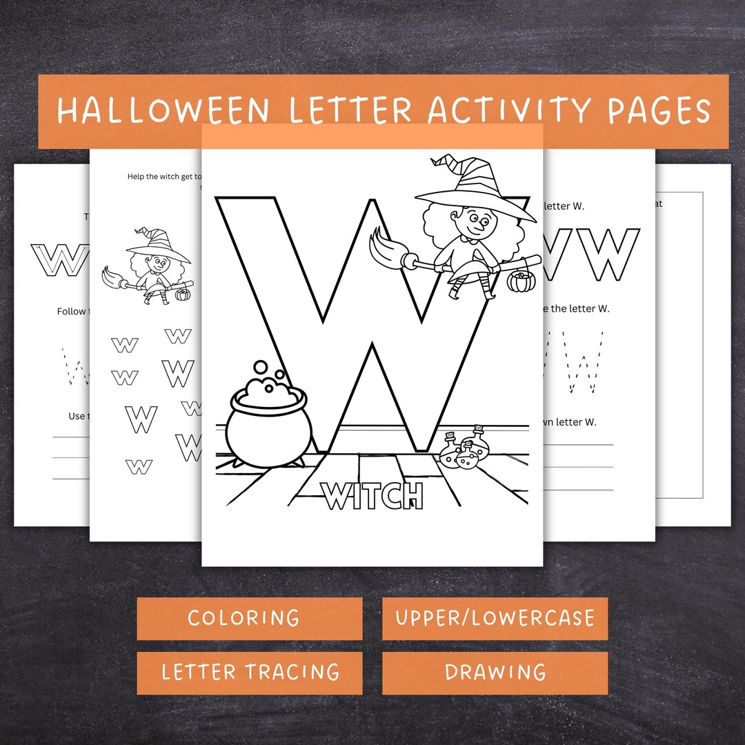 Halloween Letter W Tracing Handwriting Practice Worksheets, Witch ...