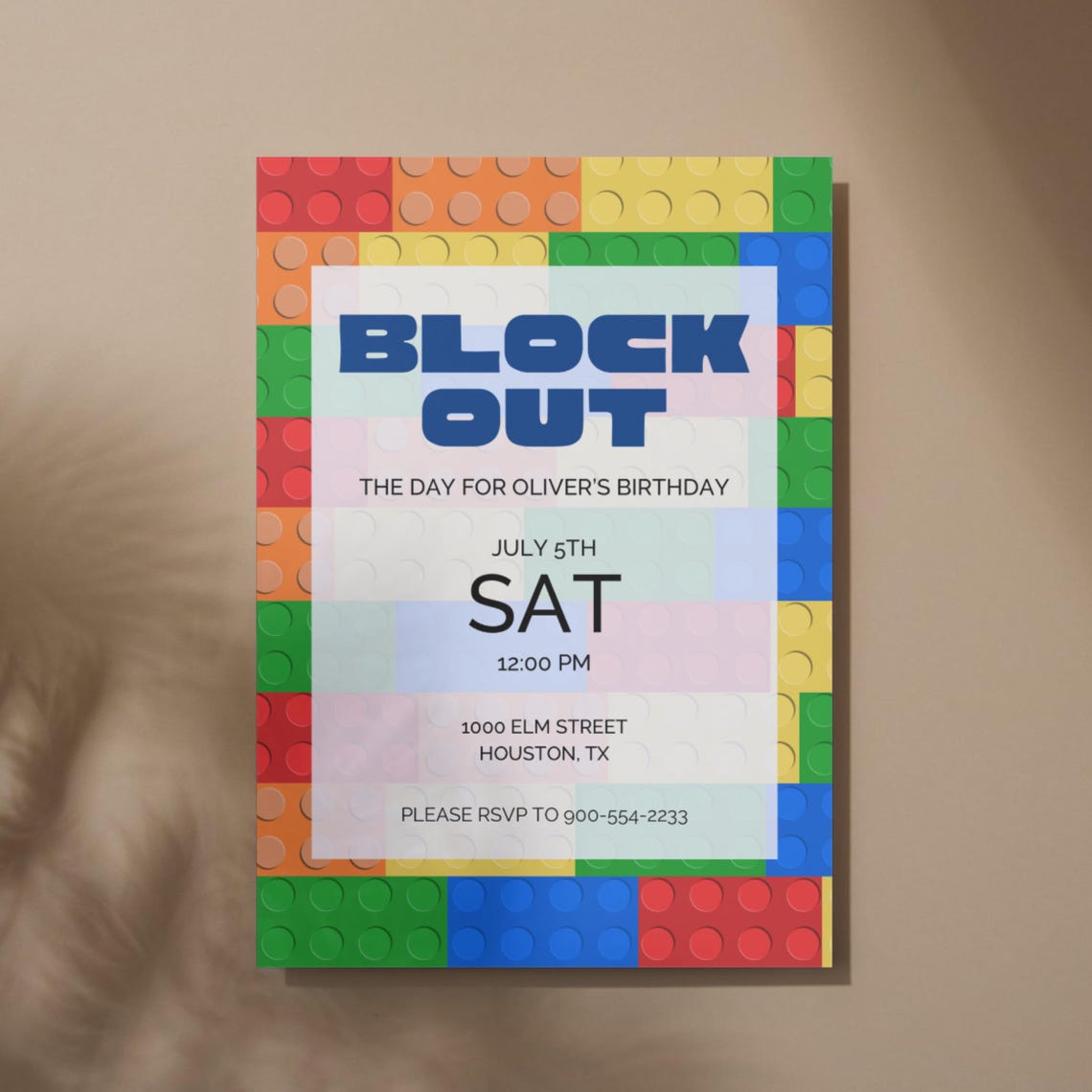 Building Blocks Themed Birthday Party Invitation, Building Bricks ...