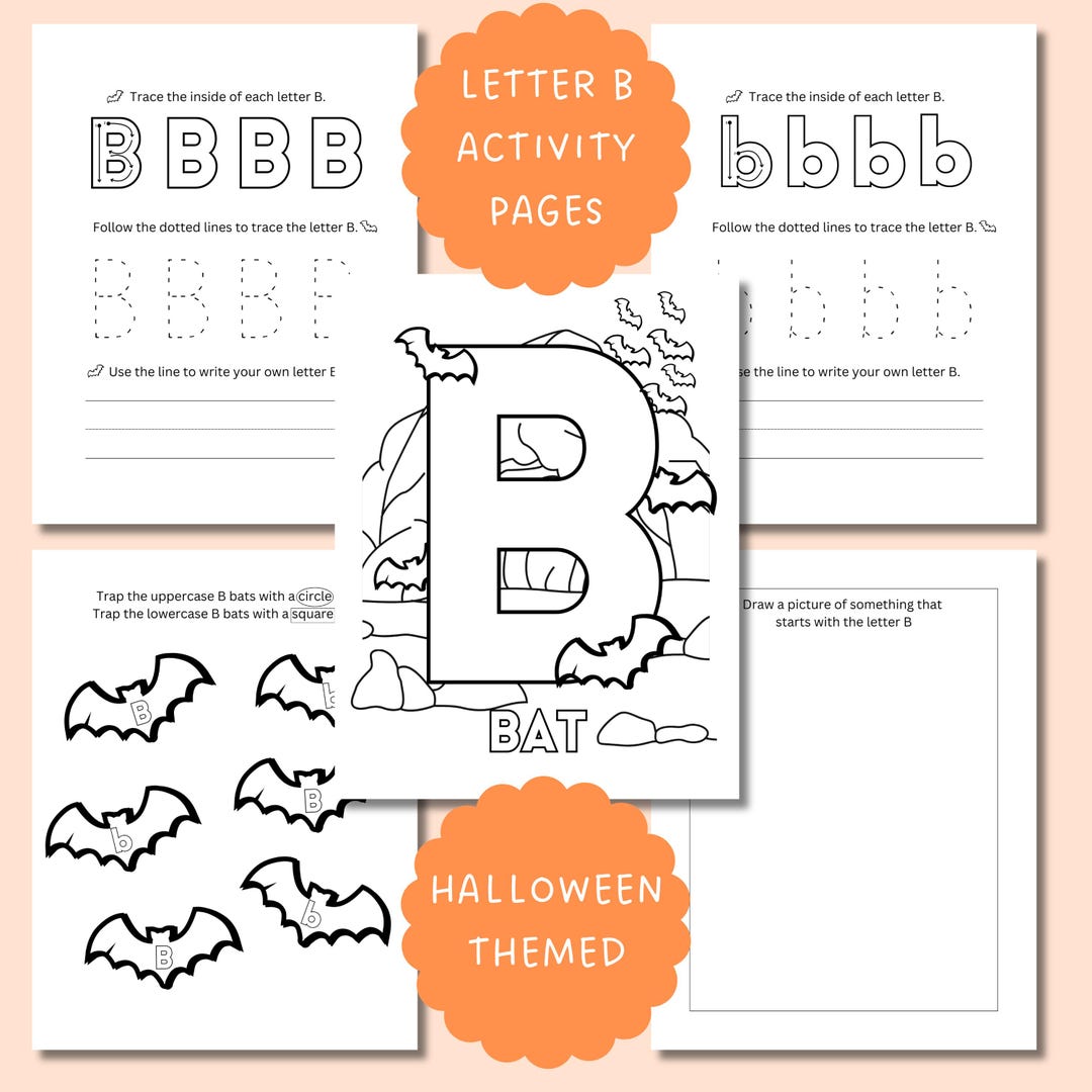 Halloween Letter B Coloring Page for Kids, Preschool Homeschool ABC ...
