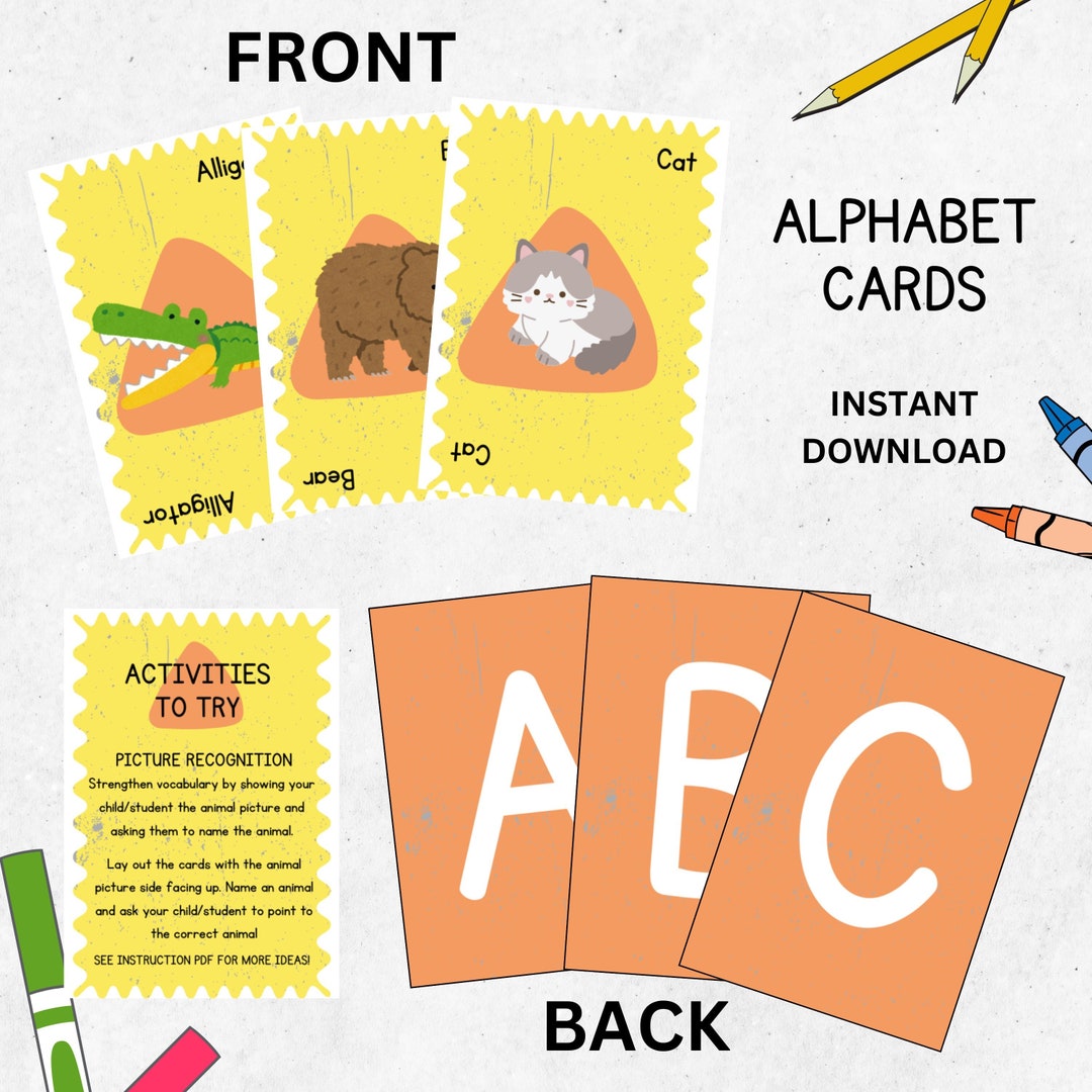 Alphabet Flash Cards Phonics Activities Toddler Flashcards, Preschool ...