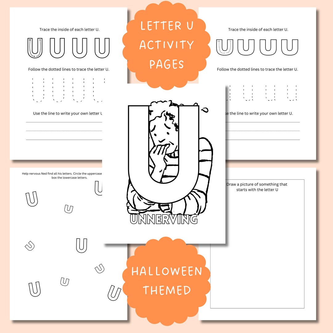 Halloween Letter U Coloring Page for Kids, Preschool Homeschool ABC ...