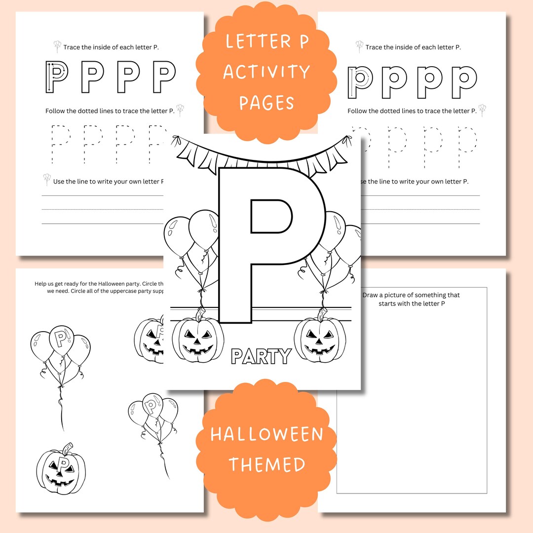 Halloween Letter P Coloring Page for Kids, Preschool Homeschool ABC ...