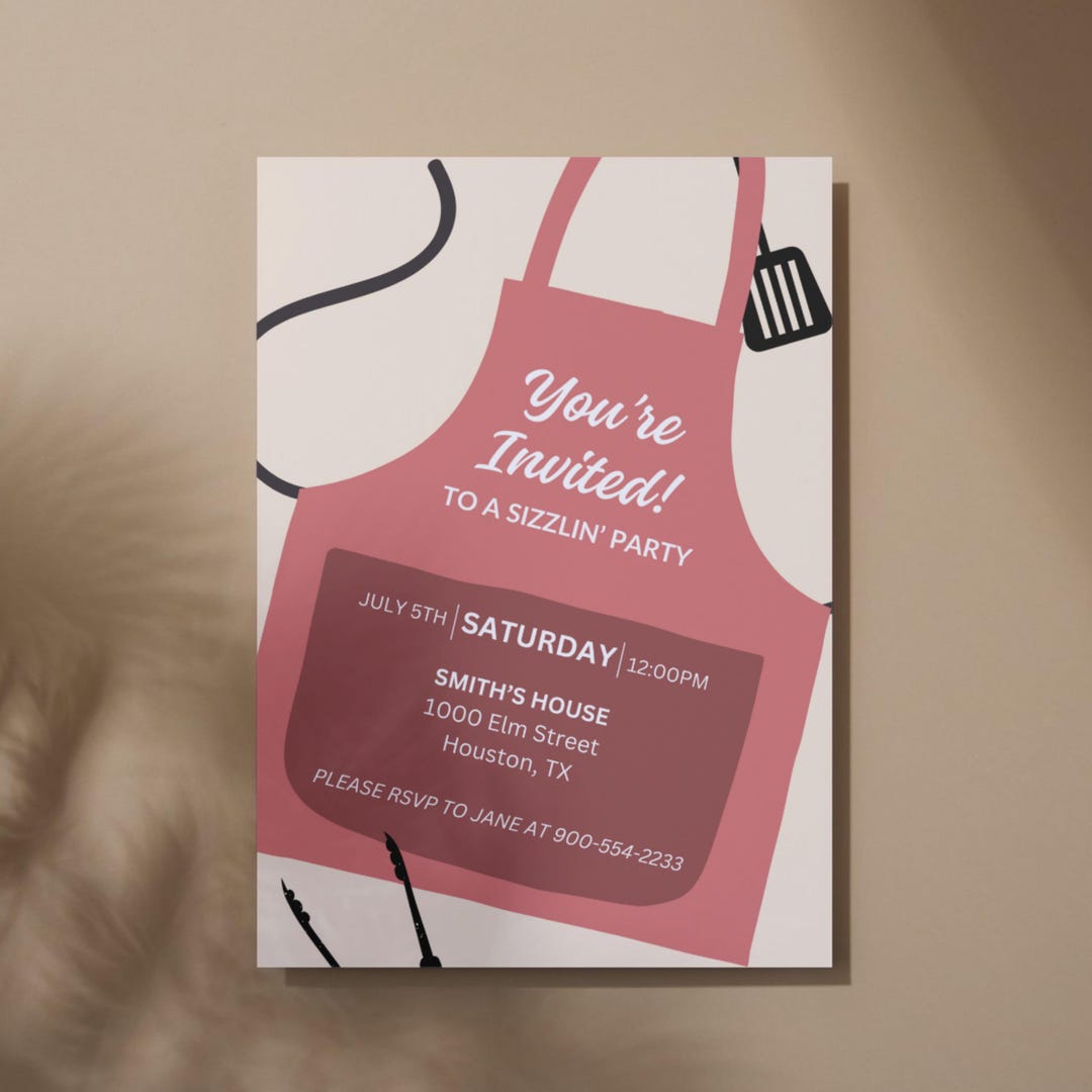 Editable BBQ Invitation Canva Template | Sizzlin’ Summer Cookout Party ...