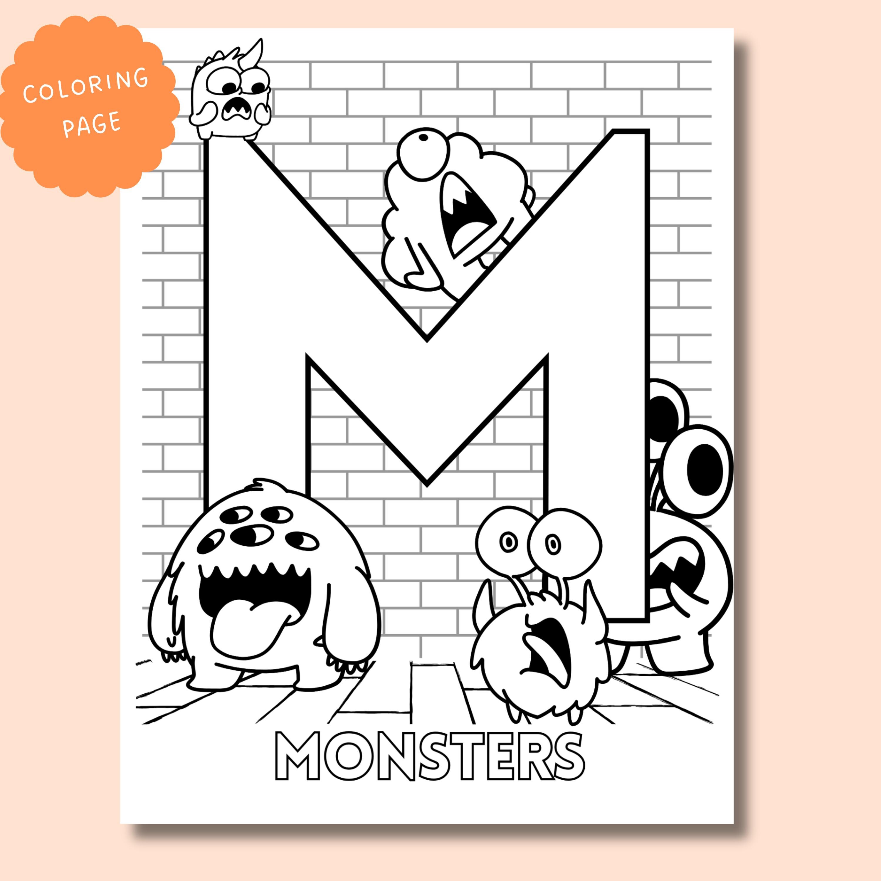 Halloween Letter M Coloring Page for Kids, Preschool Homeschool ABC ...