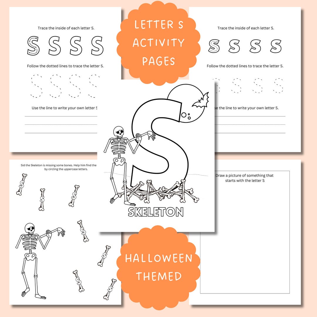 Alphabet Tracing Worksheets Halloween ABC, Letter S Coloring Activity ...