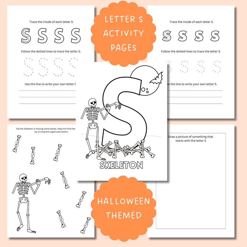 Alphabet Tracing Worksheets Halloween ABC, Letter S Coloring Activity ...
