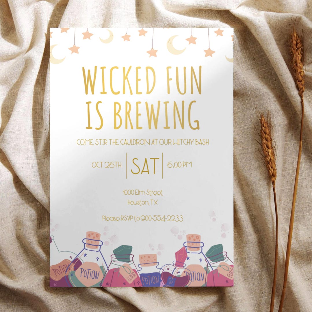 Magic Potion Halloween Invitation Digital Download, Girly Pink ...