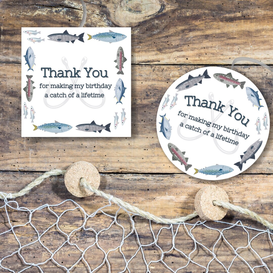 Fishing Favor Tags, Ofishally One Printable Thank You Tags, the Big One ...