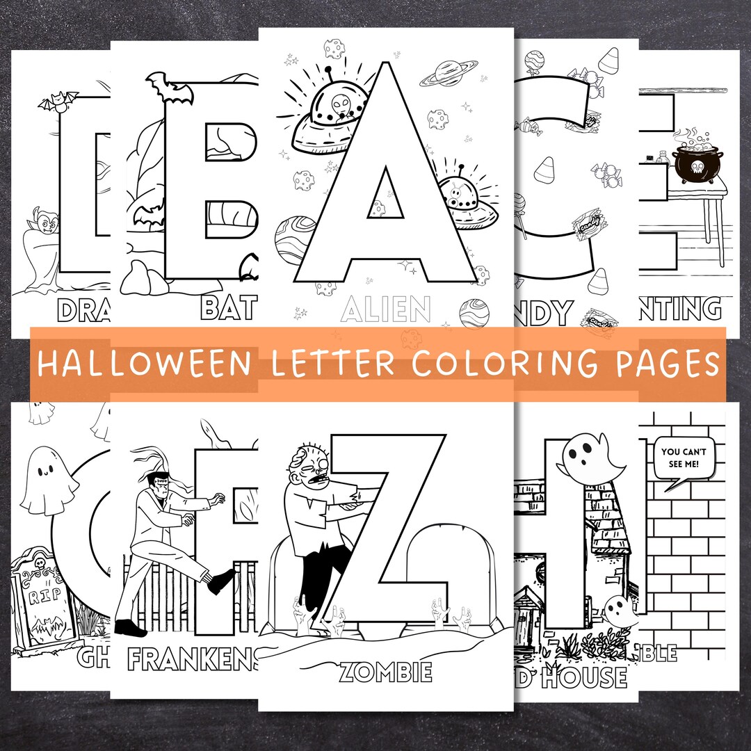 Halloween Letters Coloring Book PDF for Kids, Fall Coloring Pages ...