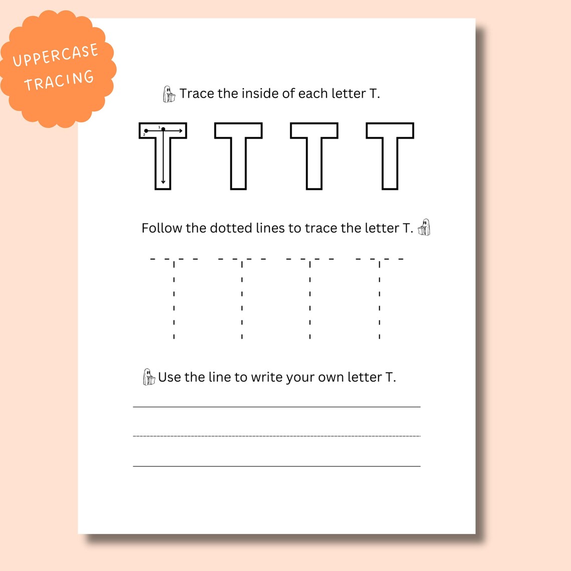 Alphabet Tracing Worksheets Halloween ABC, Letter T Coloring Activity ...