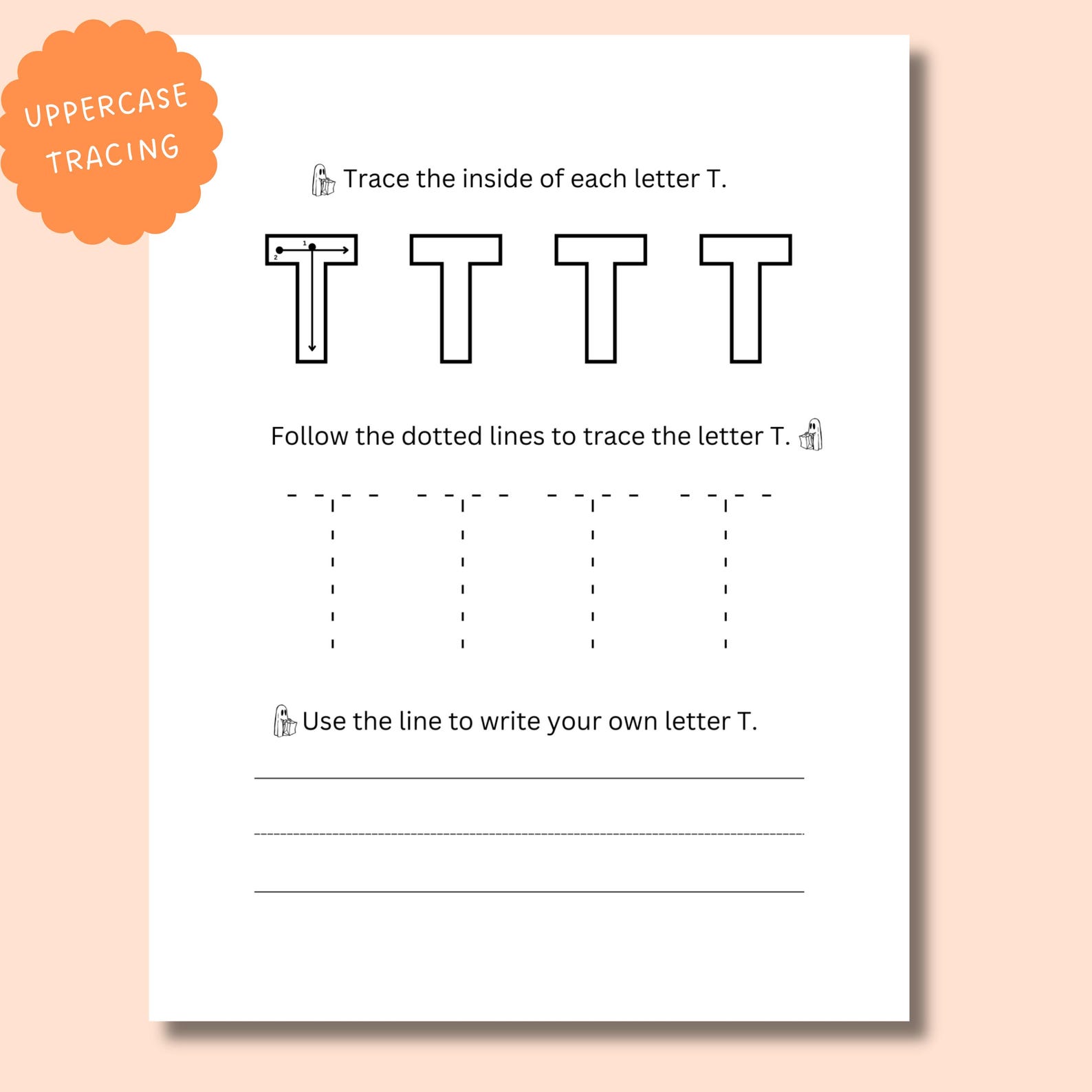 Alphabet Tracing Worksheets Halloween ABC, Letter T Coloring Activity ...