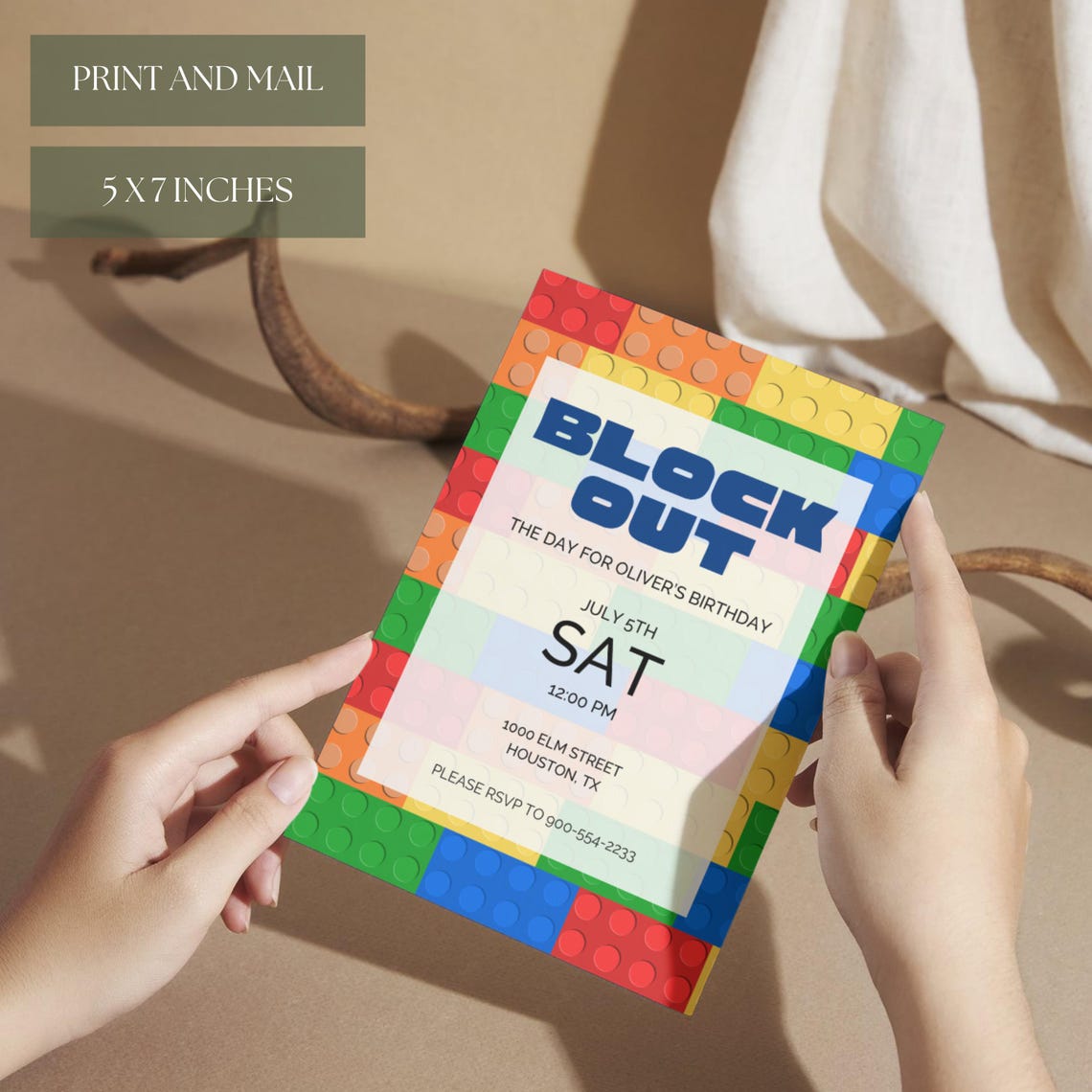 Building Blocks Themed Birthday Party Invitation, Building Bricks ...