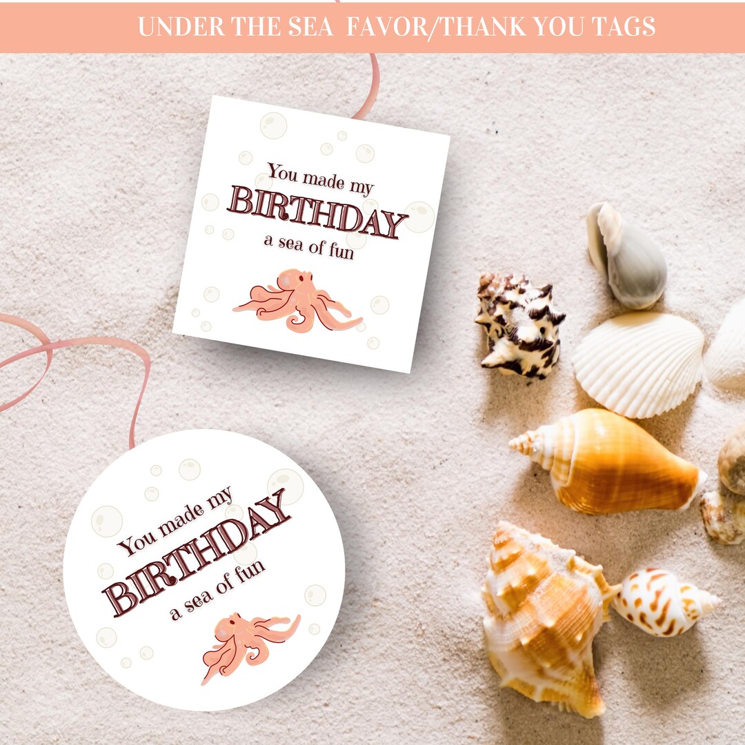 Under the Sea Thank You Tags Printable Favor Tags, Oneder the Sea Treat ...
