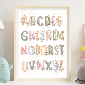 Educational ABC and Numbers Posters. Flower Theme Nursery Wall Art ...