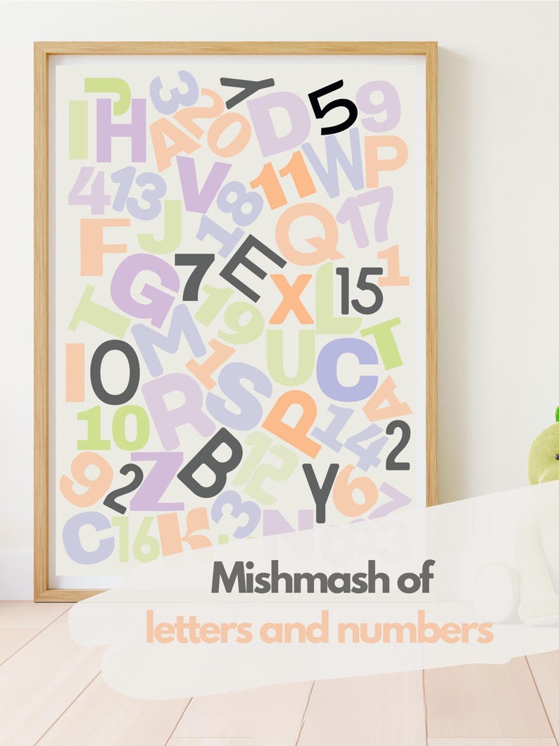 Alphabet & Numbers Poster Set: Colorful Nursery Wall Art (digital ...
