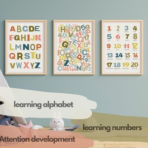 Educational ABC and Numbers Posters. Colorful Alphabet Print for ...