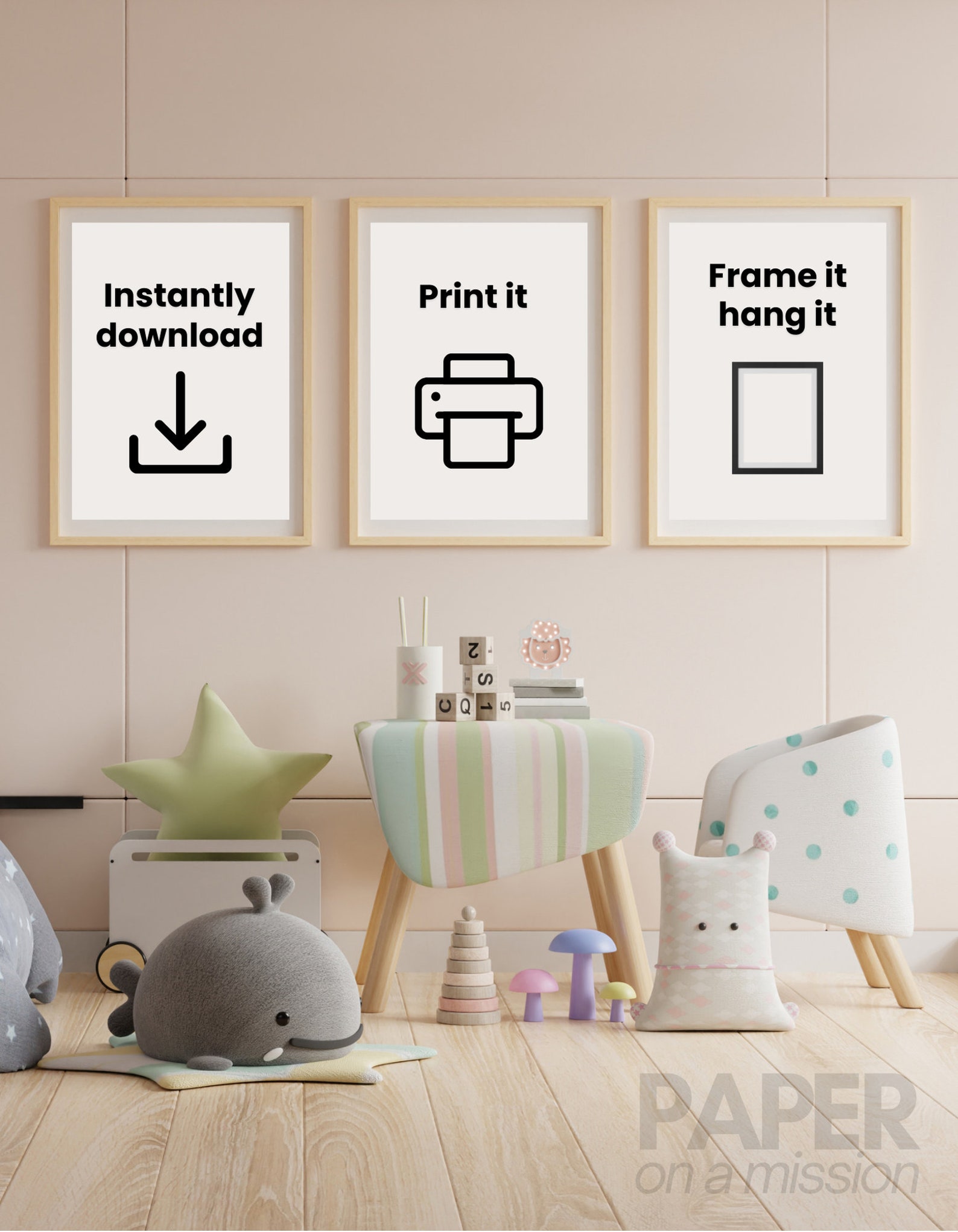 ABC and Numbers Poster, Alphabet, Playroom Decor, Nursery Wall Art, Sky ...